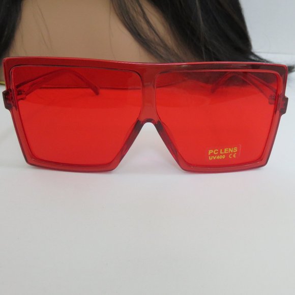 Accessories | R Red Tinted Lens Square Sun Glasses | Poshmark